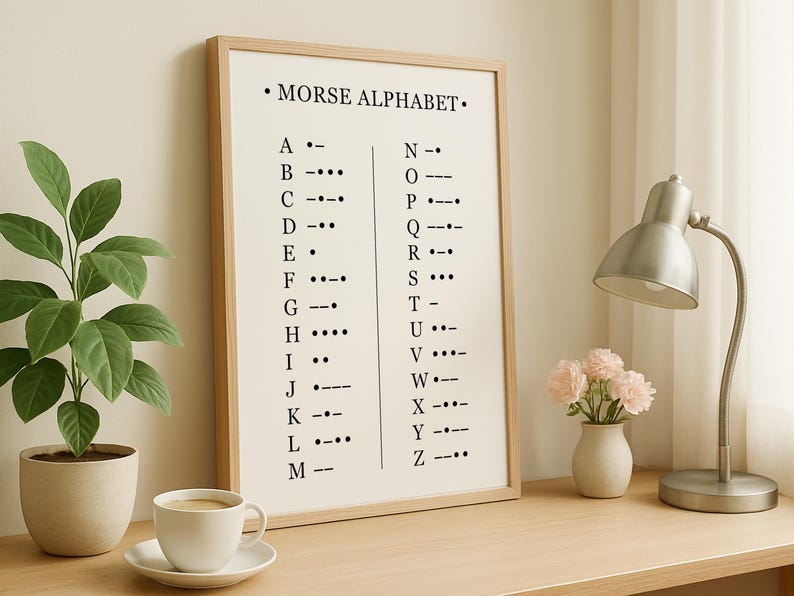 Morse Alphabet Poster, Black and White Morse Code Chart for A–Z ...