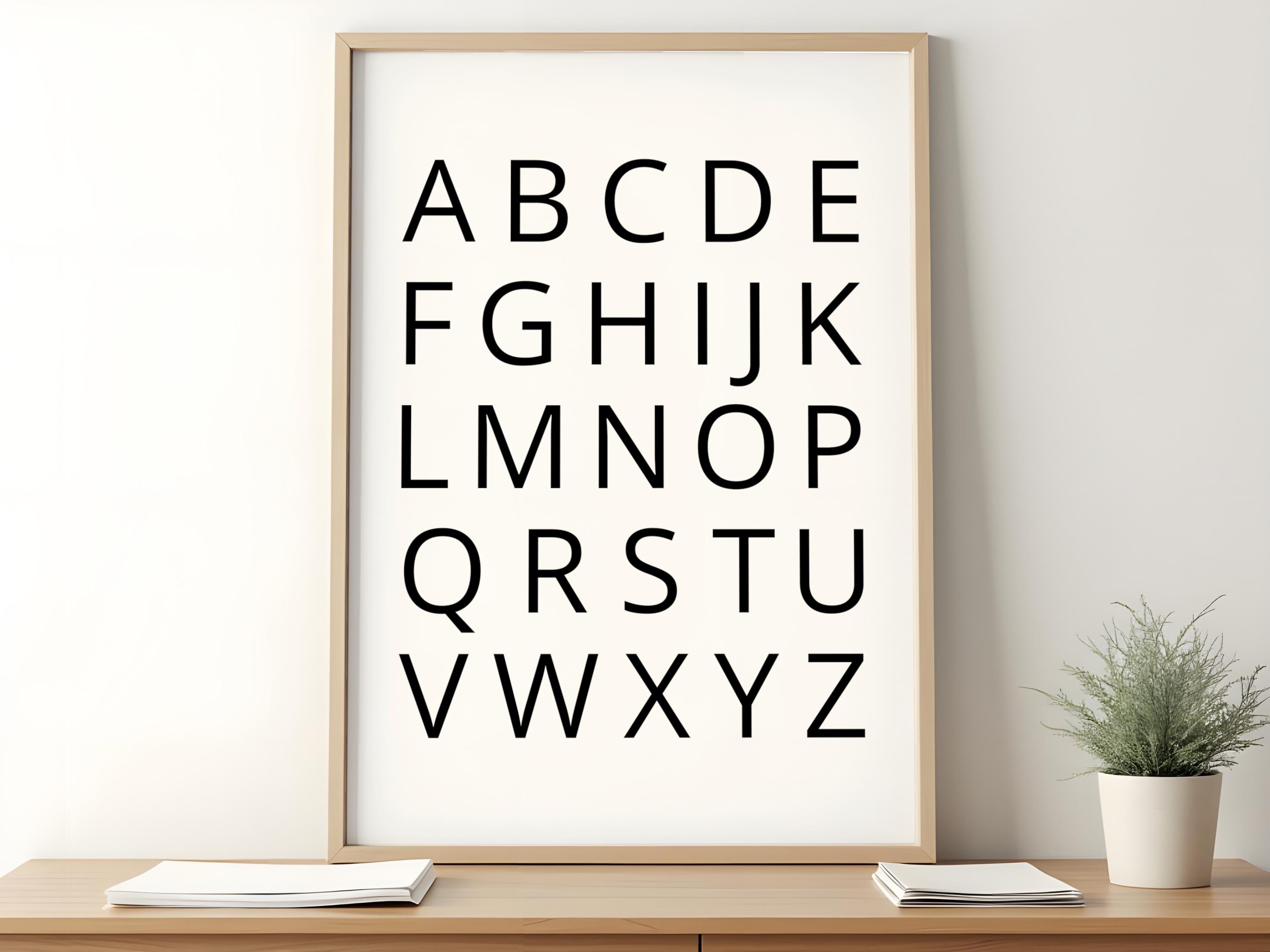 Modern Alphabet Poster | Uppercase ABC Print | Black and White Wall Art ...