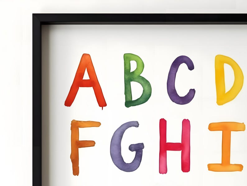 Rainbow Alphabet Poster, Colorful ABC Printable, Kids Educational Wall ...