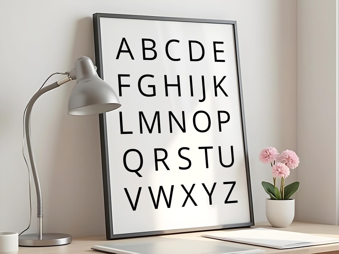 Modern Alphabet Poster | Uppercase ABC Print | Minimalist Black and ...