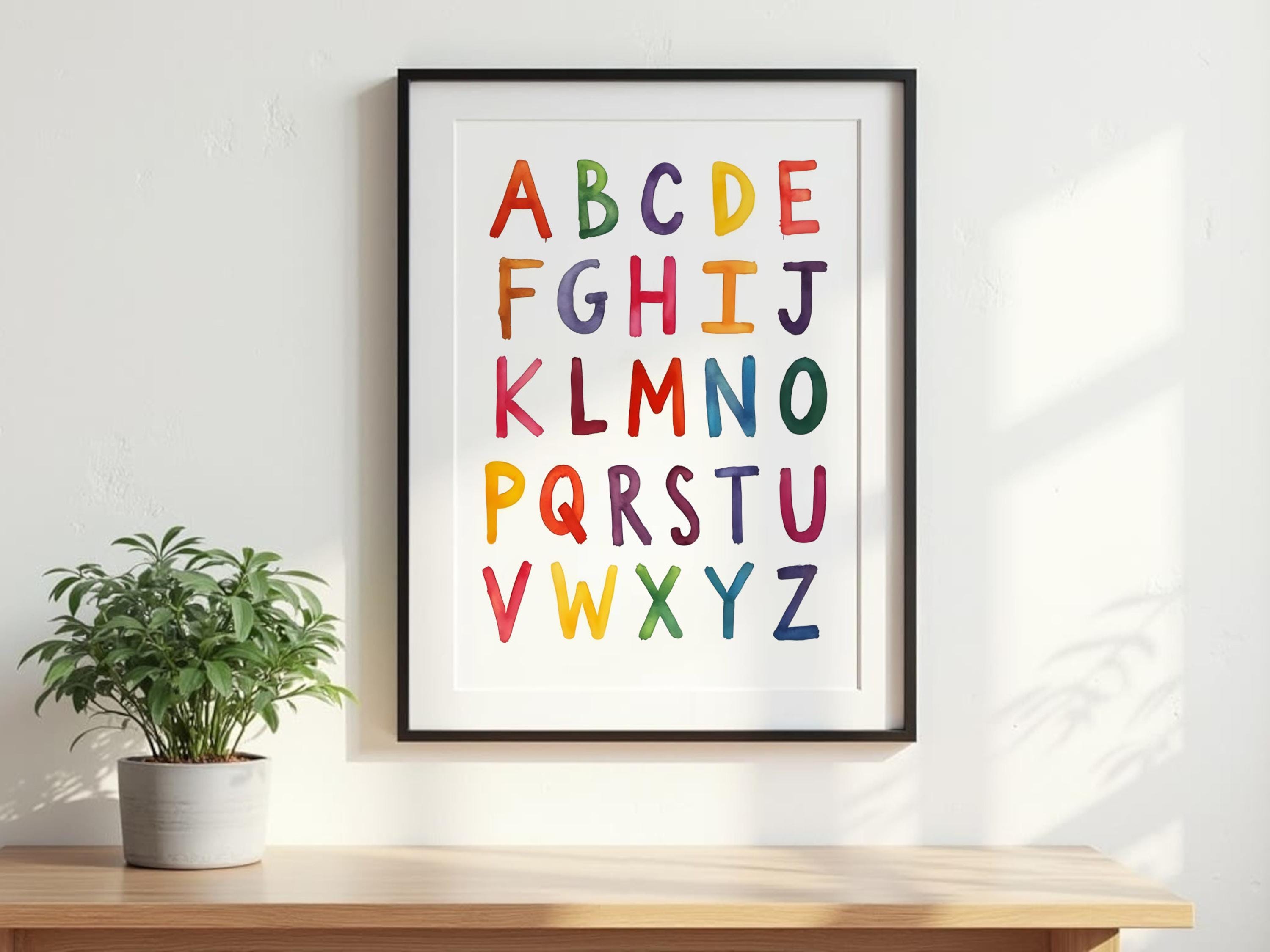 Rainbow Alphabet Poster, Colorful ABC Printable, Kids Educational Wall ...
