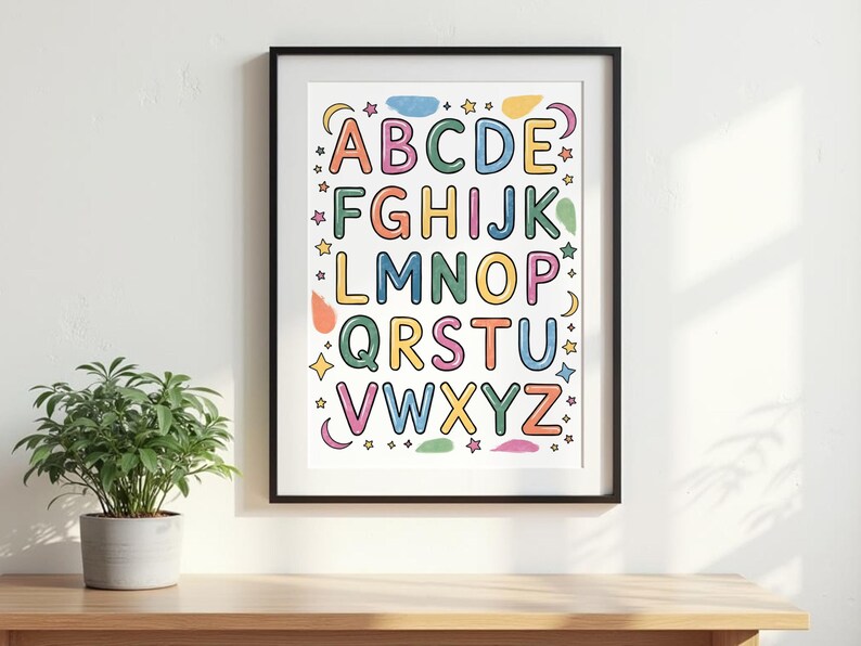 Cheerful Pastel Alphabet Poster - ABC Printable for Kids, Educational ...
