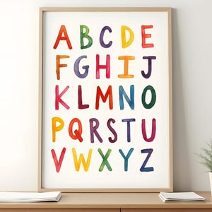 Rainbow Alphabet Poster, Colorful ABC Printable, Kids Educational Wall ...
