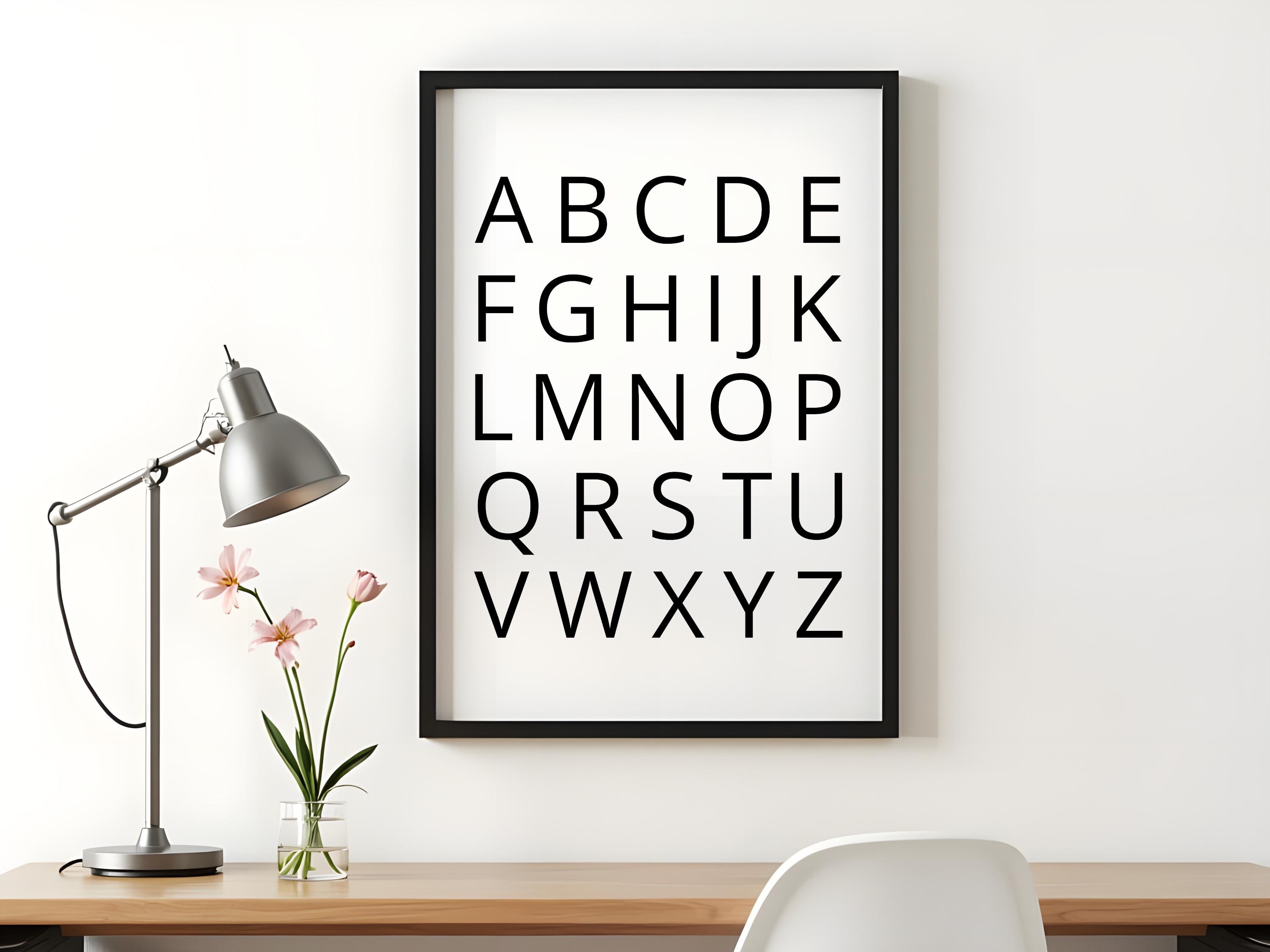 Modern Alphabet Poster | Uppercase ABC Print | Black and White Wall Art ...
