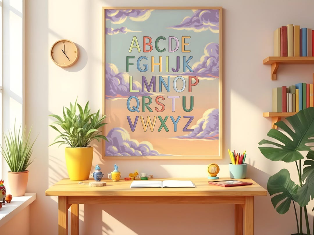 Dreamy Sky Alphabet Poster - ABC Printable, Kids Educational Wall Art ...
