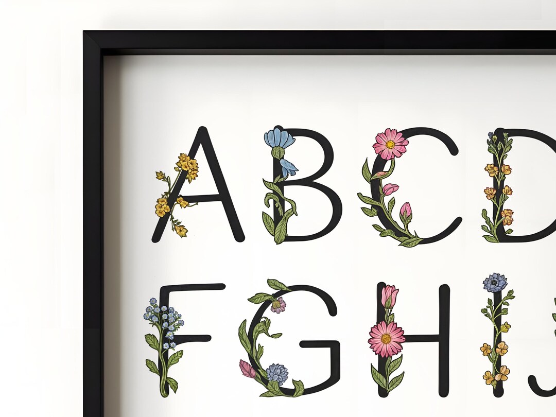 Wildflower Alphabet Poster, ABC Printable, Kids Educational Wall Art ...