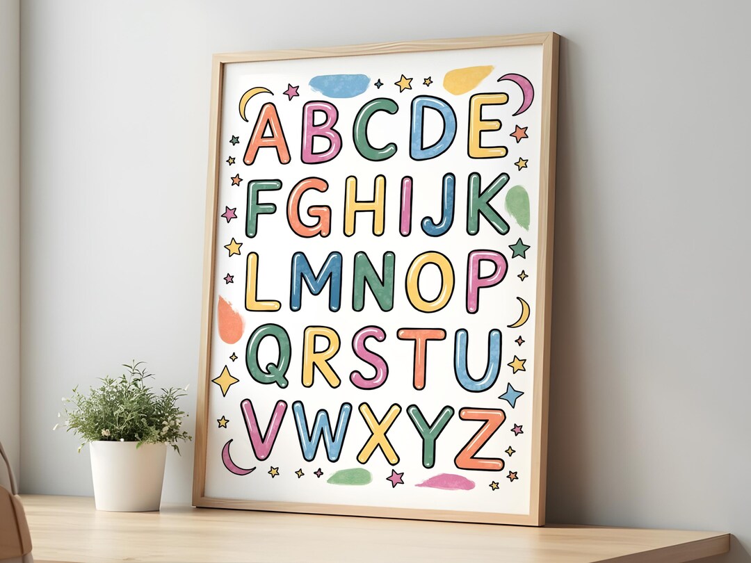 Cheerful Pastel Alphabet Poster, ABC Printable for Kids, Educational ...