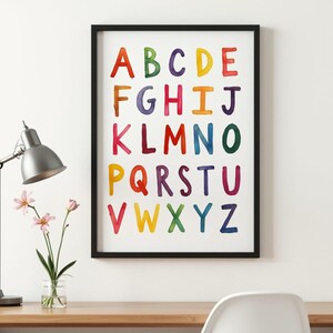 Rainbow Alphabet Poster, Colorful ABC Printable, Kids Educational Wall ...