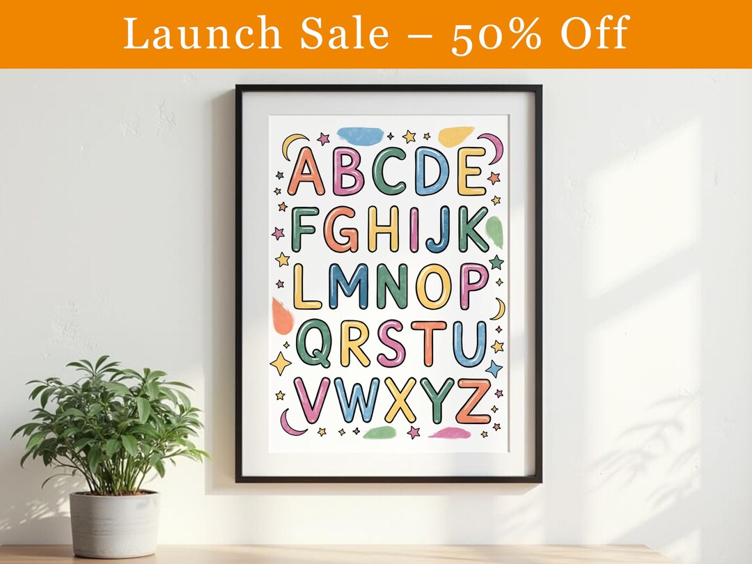 Cheerful Pastel Alphabet Poster - ABC Printable for Kids, Educational ...