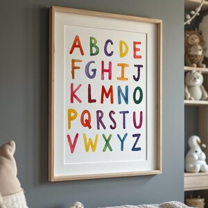 Rainbow Alphabet Poster, Colorful ABC Printable, Kids Educational Wall ...