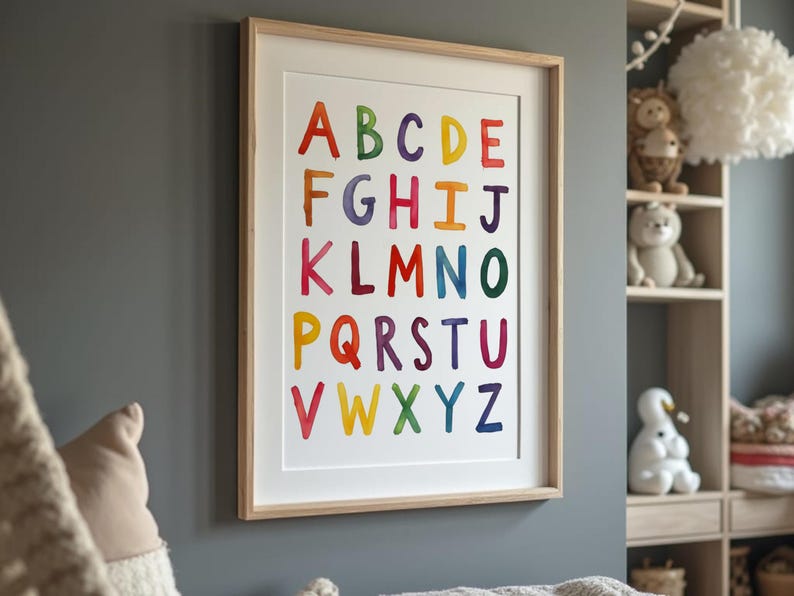 Rainbow Alphabet Poster, Colorful ABC Printable, Kids Educational Wall ...