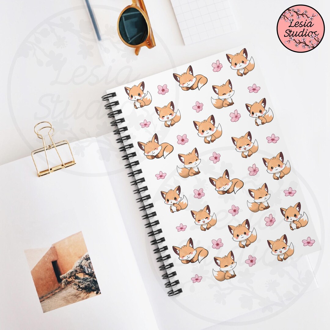 Kawaii Fox Spiral Notebook - Cute Animal Design, Gifts for Students ...