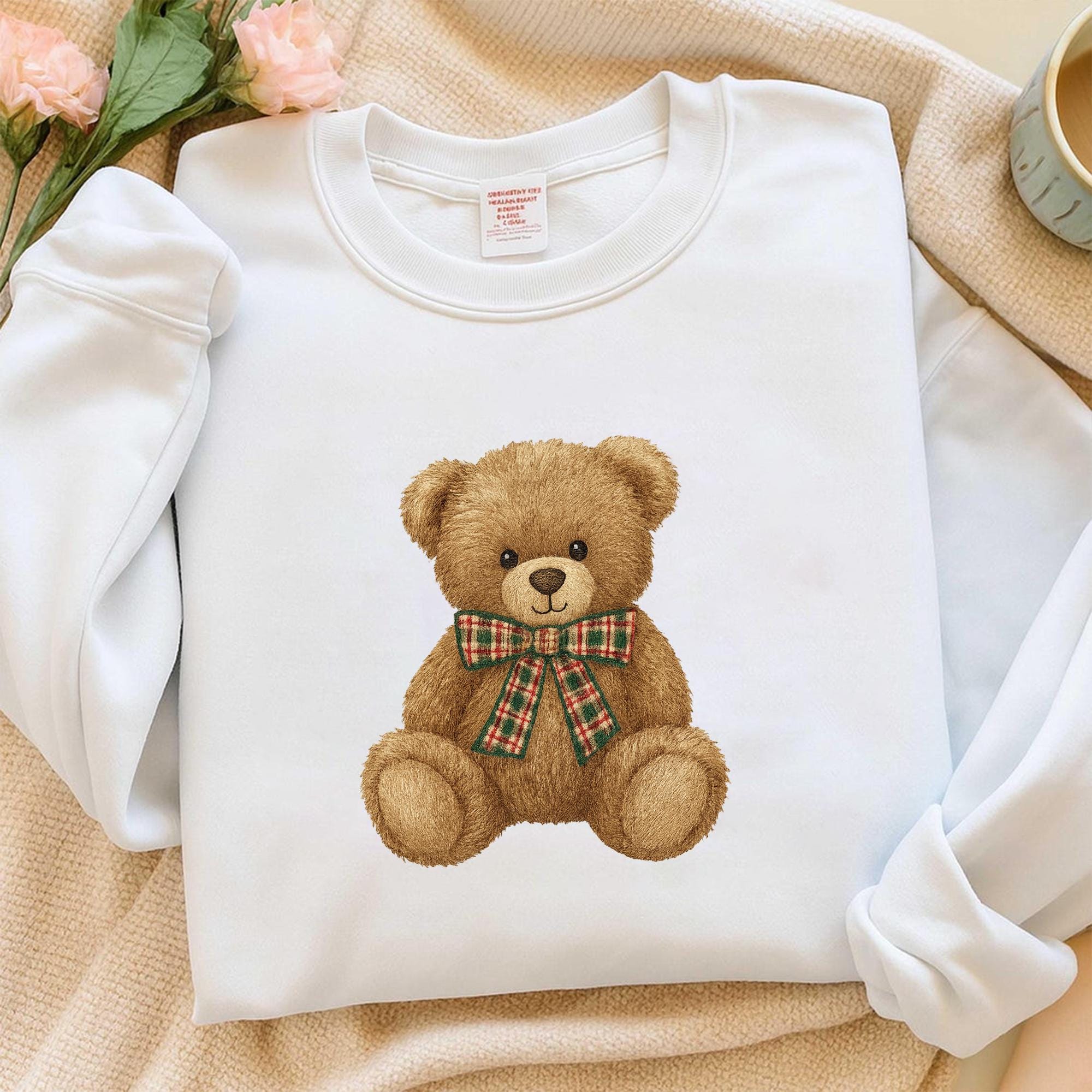 Preppy Christmas Teddy Bear Embroidery Design, Christmas Bear ...