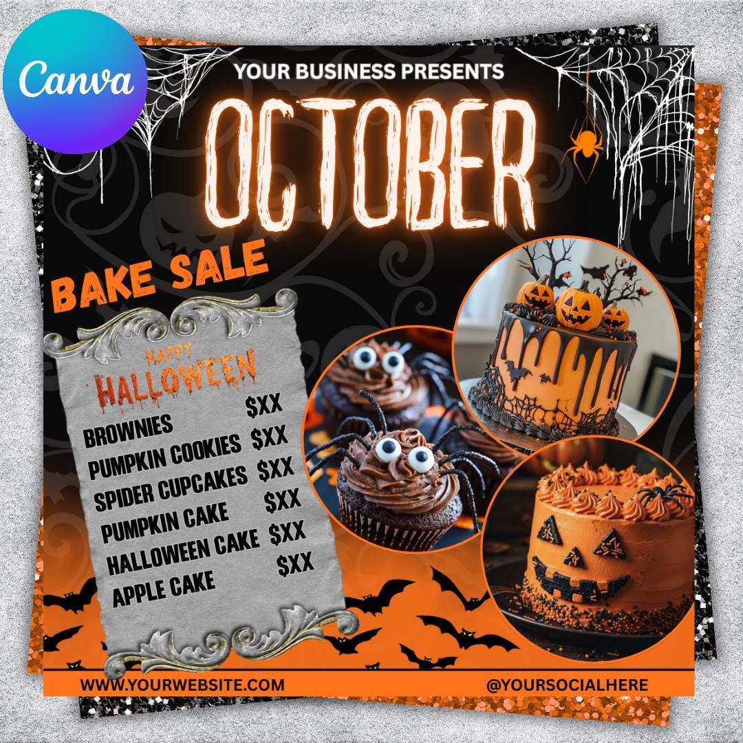 October Bake Sale Flyer, Bakery Flyer, October Sweet Treats Flyer ...
