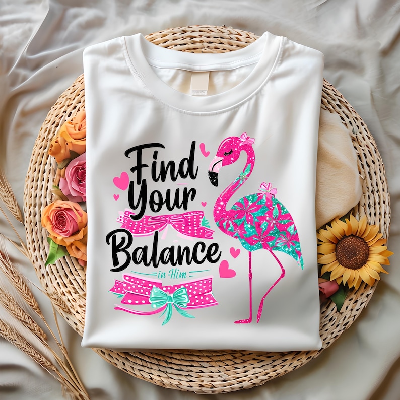 Find Your Balance PNG: Christian Flamingo Sublimation Design (digital ...