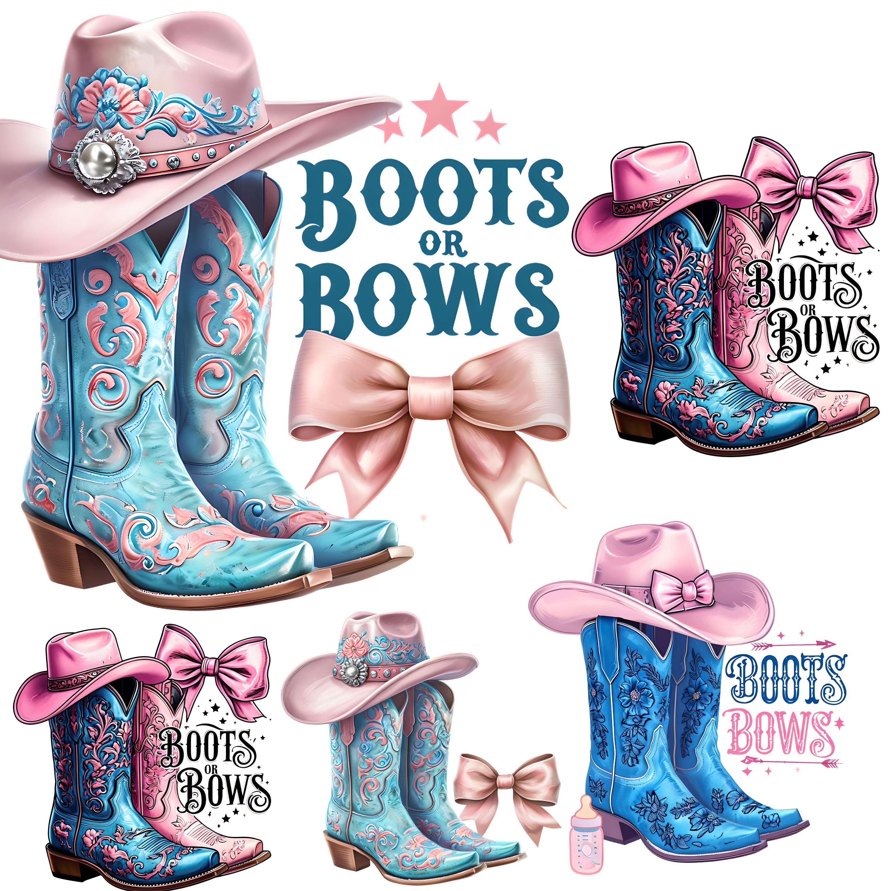 Boots or Bows Gender Reveal PNG: Retro Cowgirl Cowboy (digital Download ...