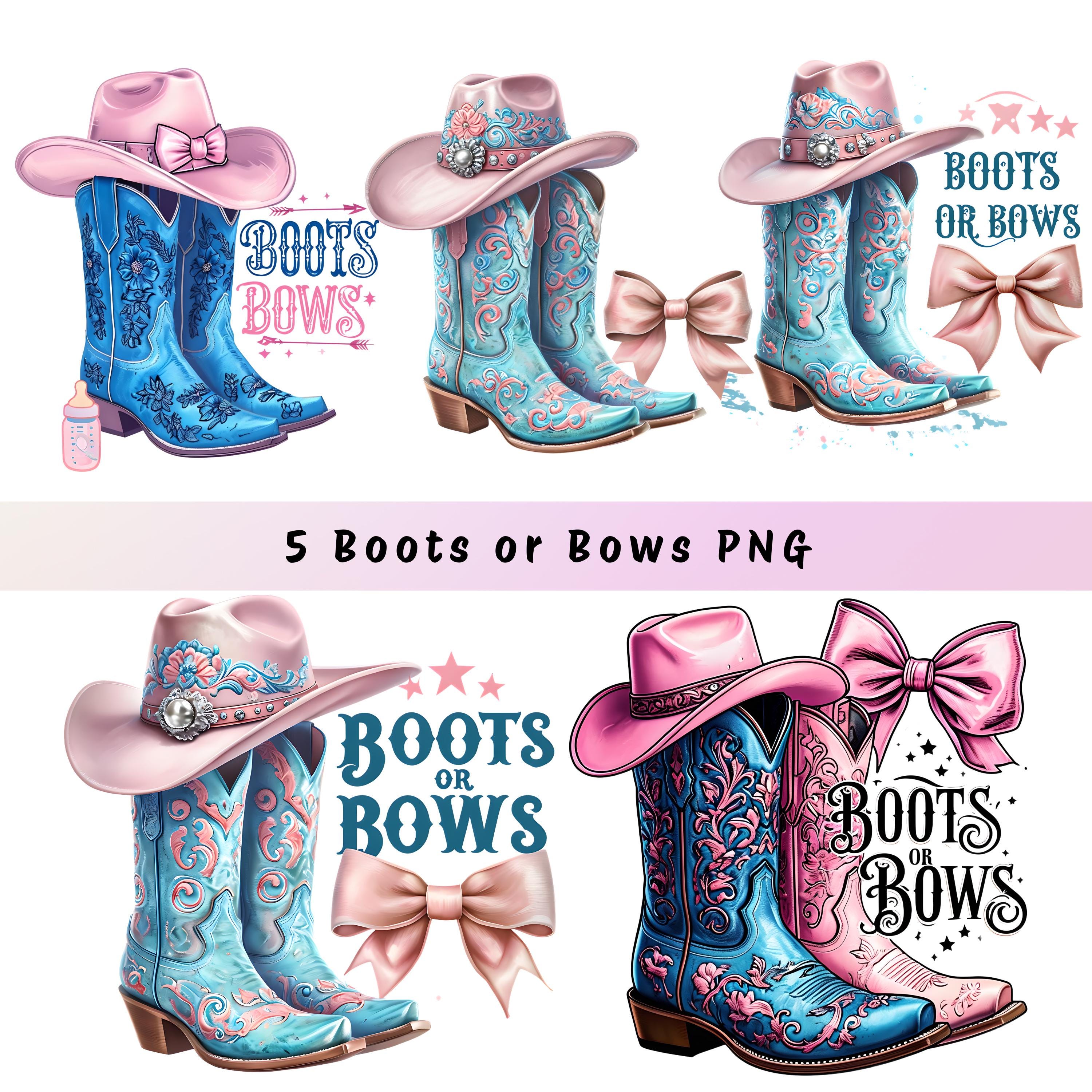Boots or Bows Gender Reveal PNG: Retro Cowgirl Cowboy (digital Download ...