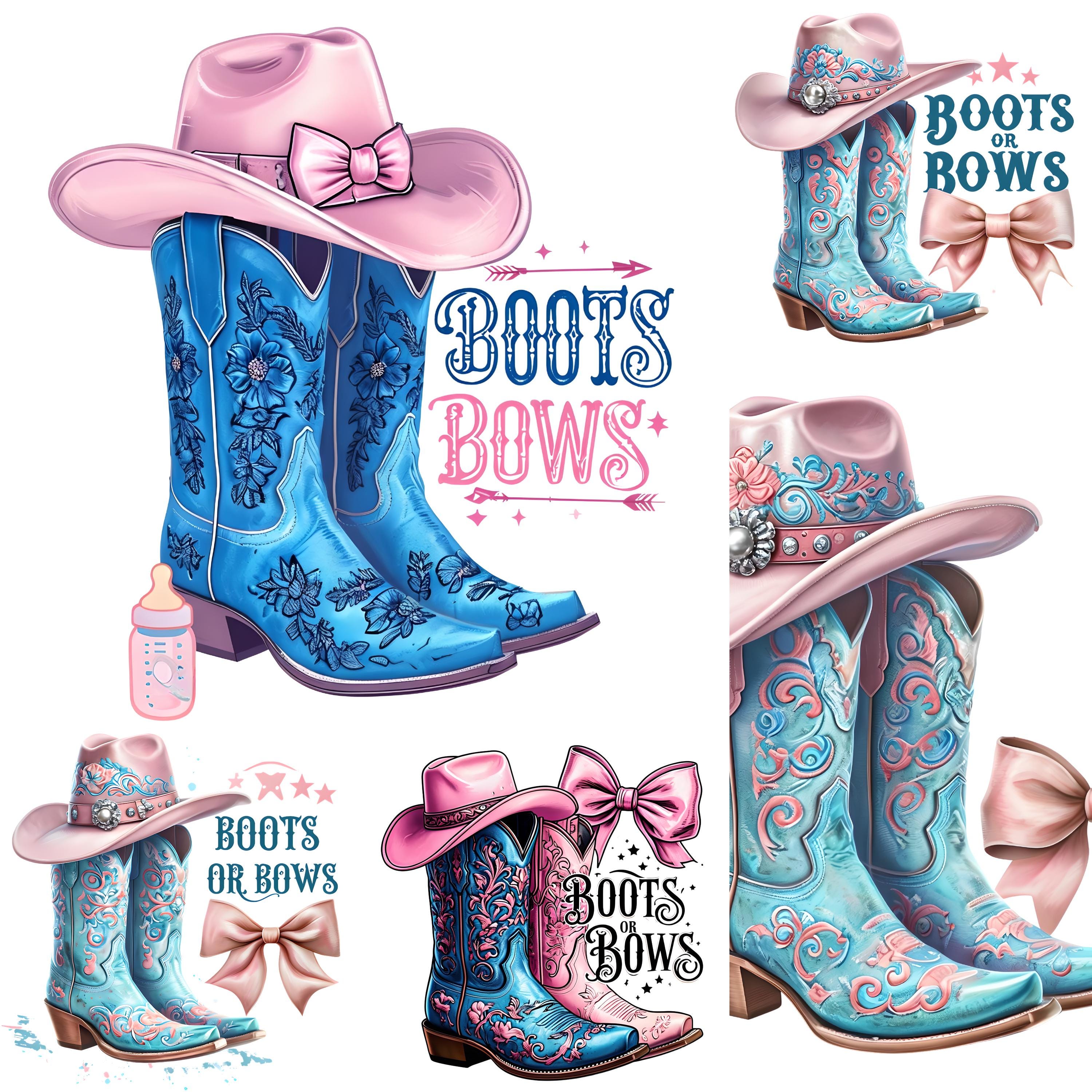 Boots or Bows Gender Reveal PNG: Retro Cowgirl Cowboy (digital Download ...