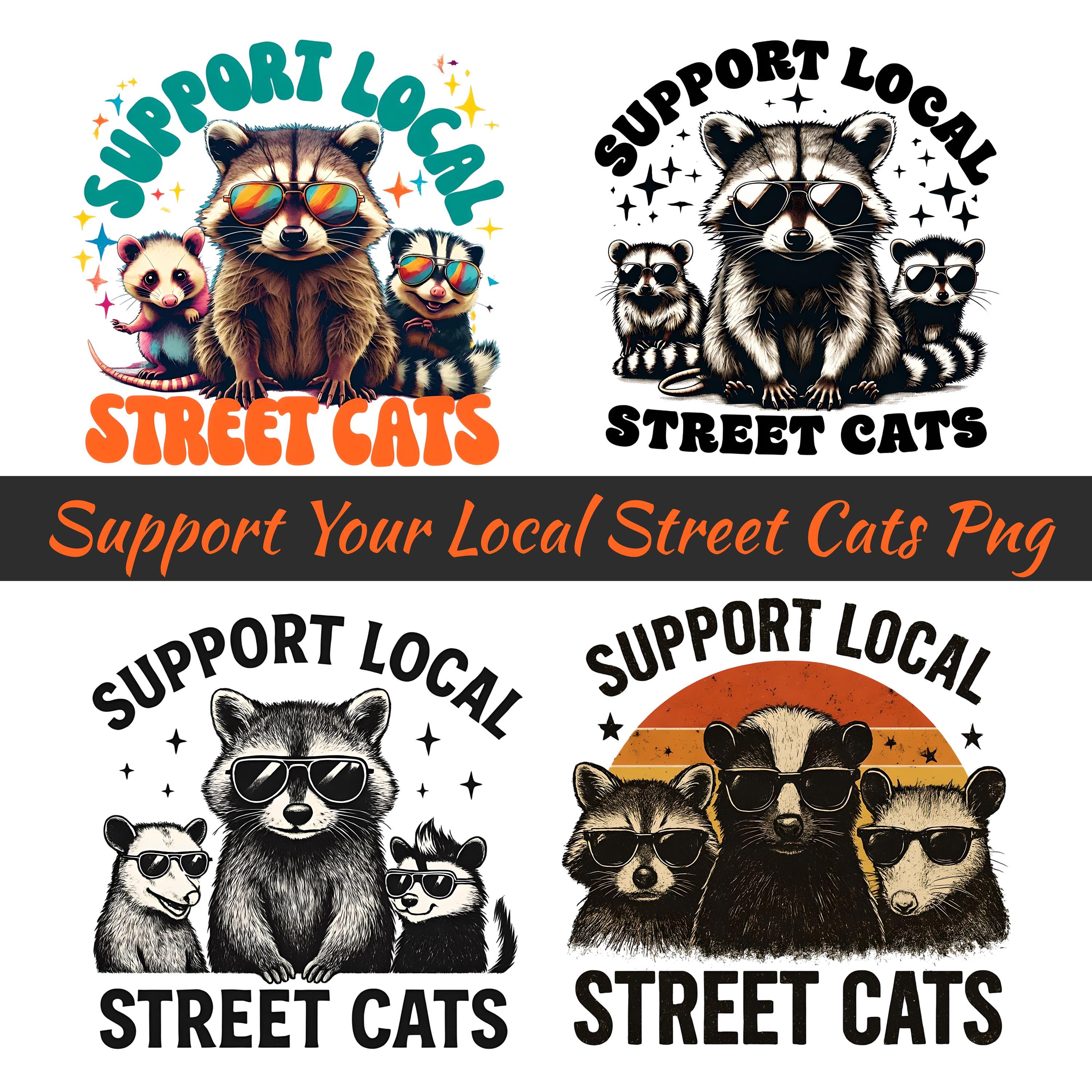 Support Local Street Cats PNG: Funny Raccoon & Skunk Designs, Racoon ...
