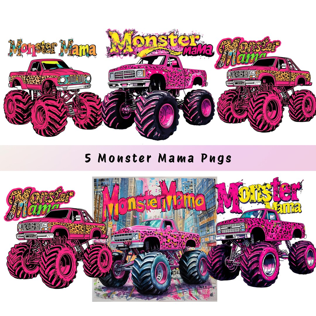 5 Big Truck Mama Png, Racing Truck Mom T-shirt Design, Funny Monster ...