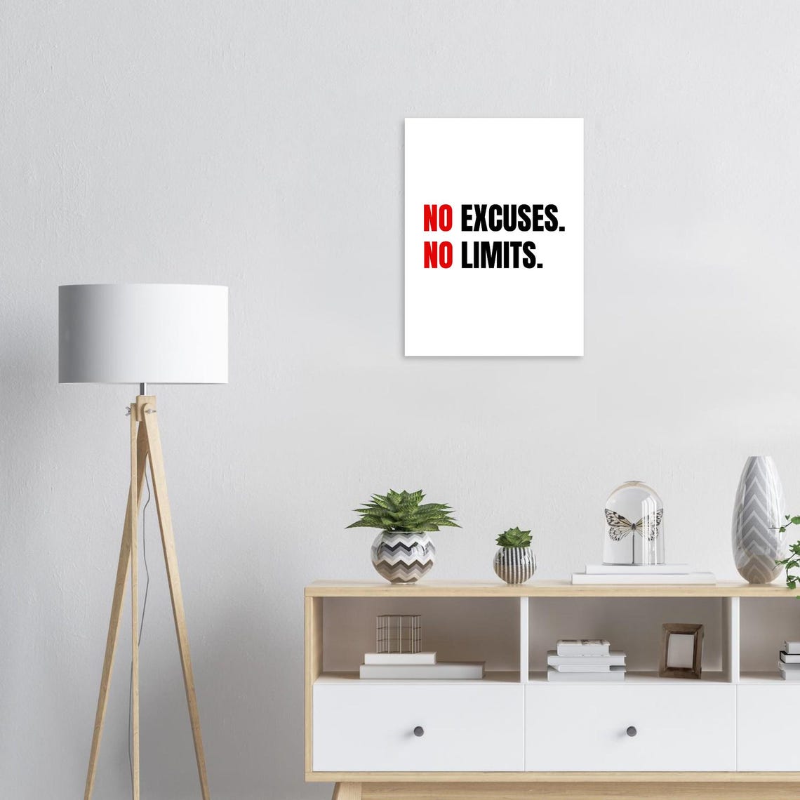 No Excuses No Limits Poster | Minimalist Motivational Wall Art | Black ...
