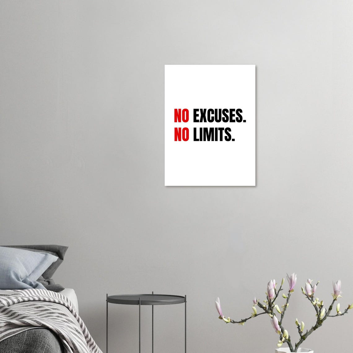No Excuses No Limits Poster | Minimalist Motivational Wall Art | Black ...
