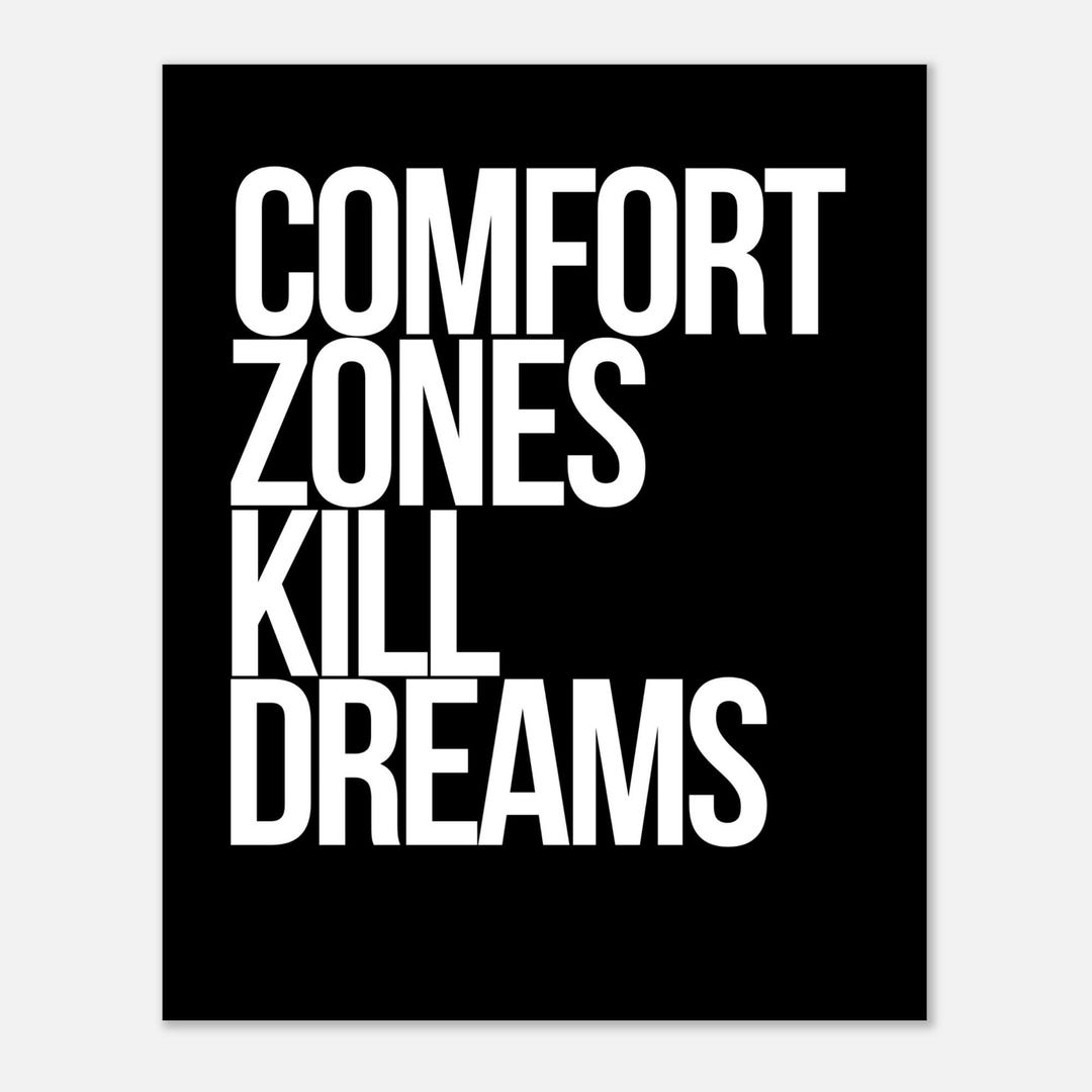 Motivational Poster - Comfort Zones Kill Dreams | 16x20 in Minimalist ...
