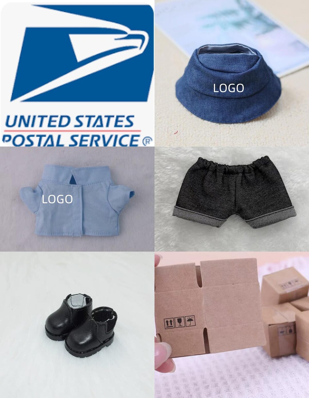 Labubu Clothes Customized Apron With Bucket Hat Outfit Set| Handmade ...