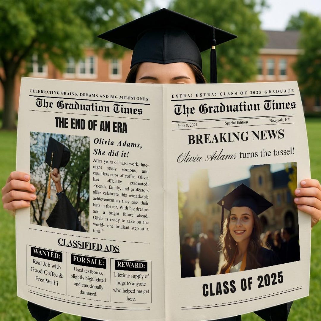Class of 2026 Graduation Newspaper Announcement Template (canva) - Etsy UK