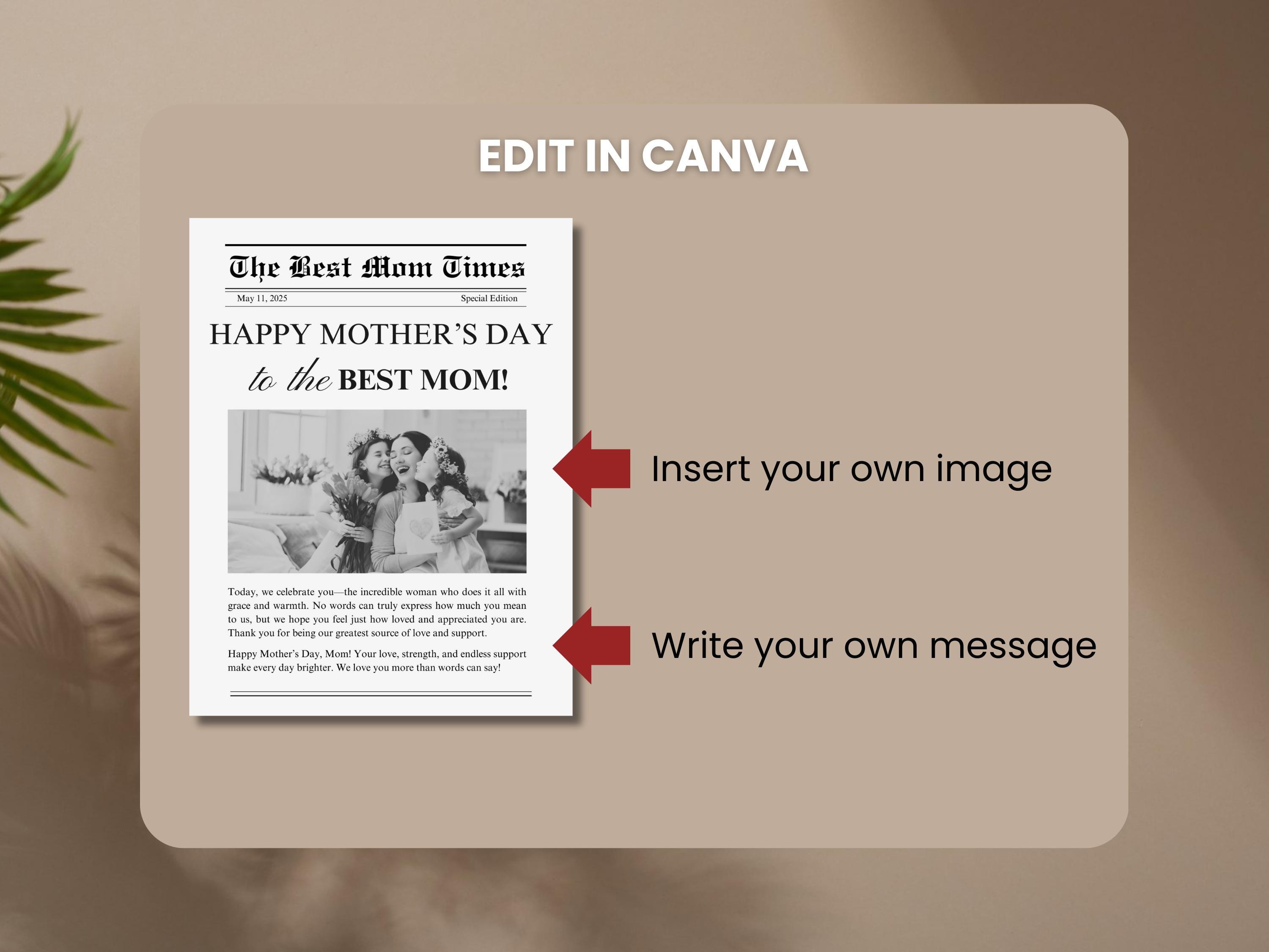 Mother's Day Newspaper Template for Florists, Editable Newspaper Style ...