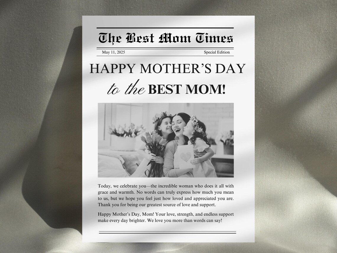 Mother's Day Newspaper Template for Florists, Editable Newspaper Style ...