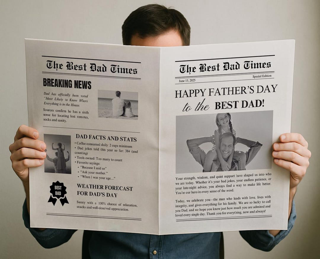 Fathers Day Newspaper Template for Florists, Editable Newspaper Design ...