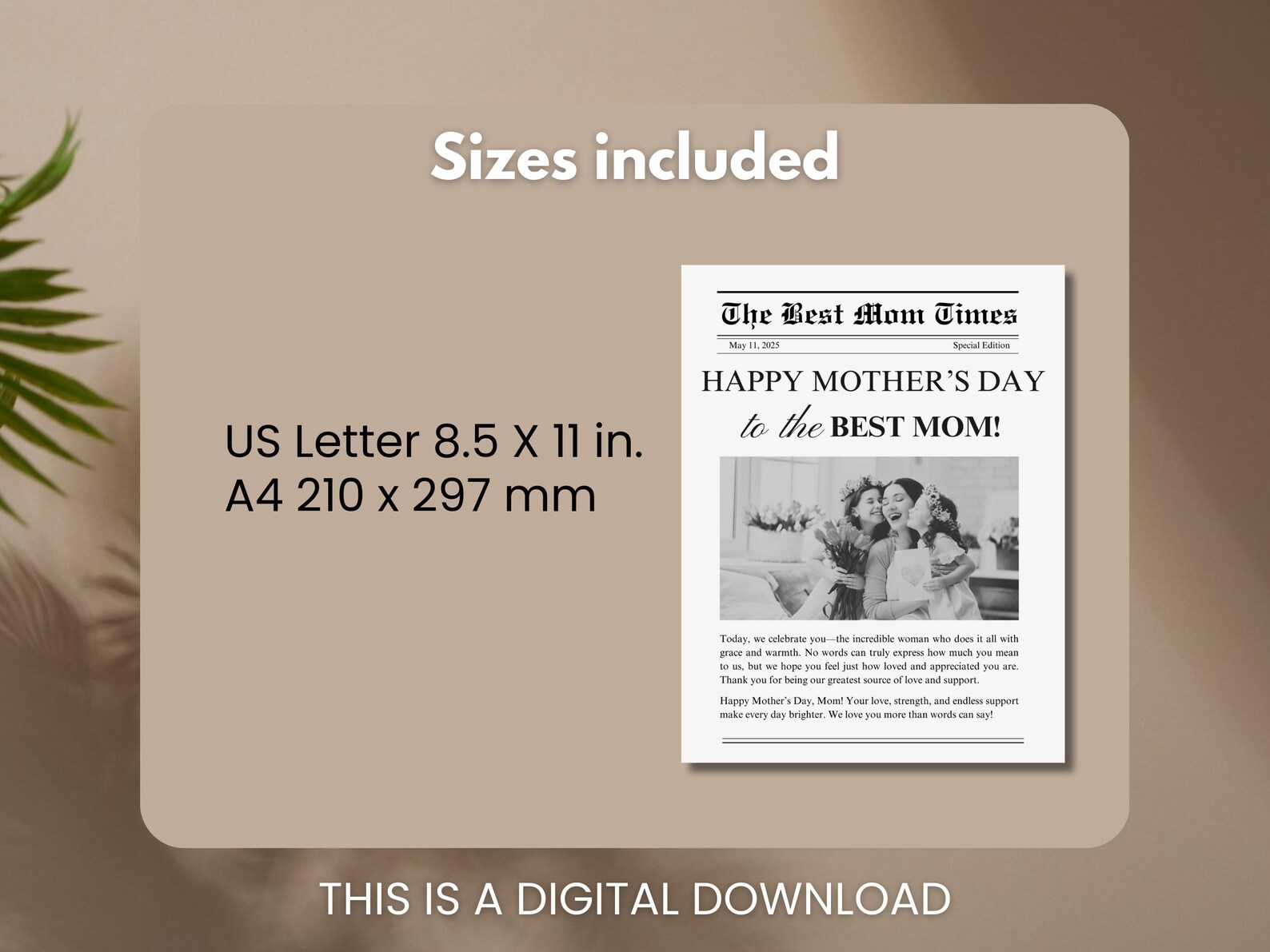Mother's Day Newspaper Template for Florists, Editable Newspaper Style ...