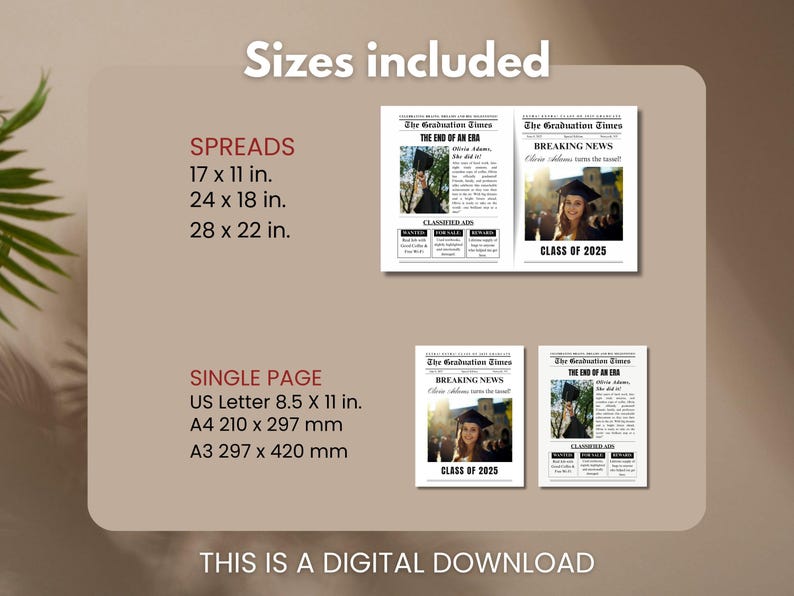 Class of 2026 Graduation Newspaper Announcement Template (canva) - Etsy UK