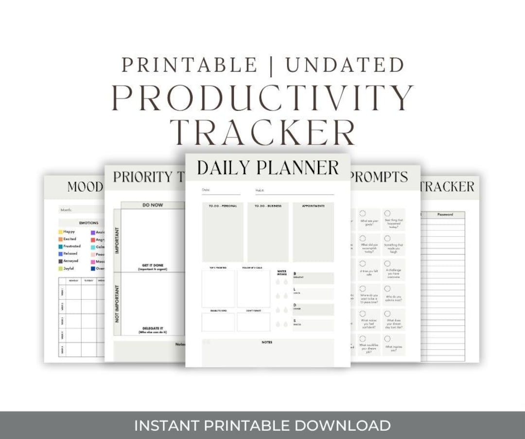 Productivity Planner Printable | Digital Productivity Planner ...