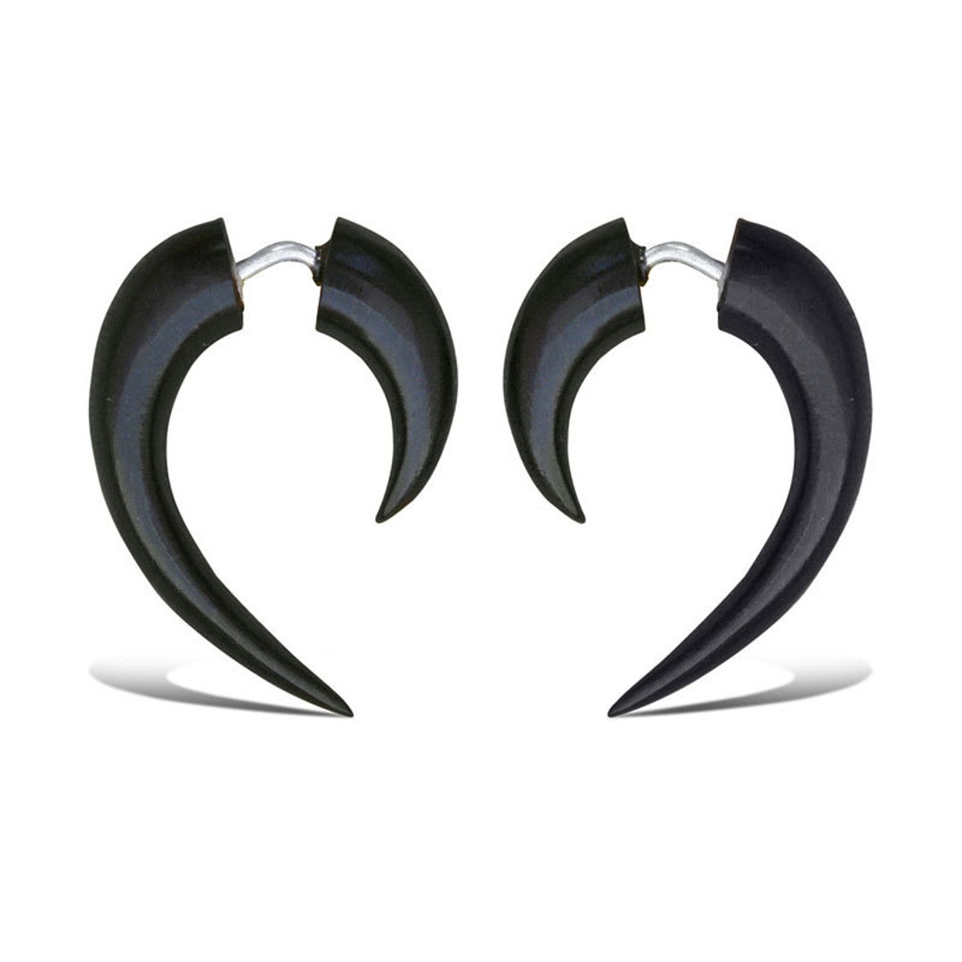 Small Horn Hooks - Fake Gauges, Fake Plugs, Handmade Horn Earrings - Etsy