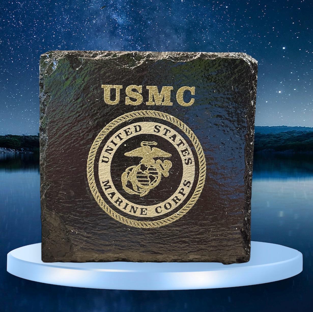 USMC Slate Coaster Drink Mat Service Gift for Marine Corps Veteran ...