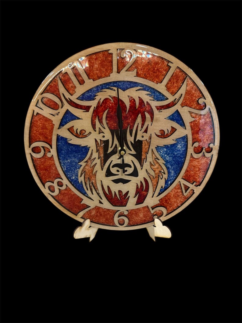 Handmade Highland Cow Clock – Laser Cut Wood & Resin, Scottish Decor - Etsy
