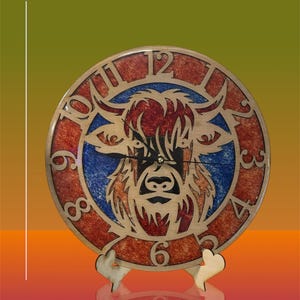 Handmade Highland Cow Clock – Laser Cut Wood & Resin, Scottish Decor - Etsy