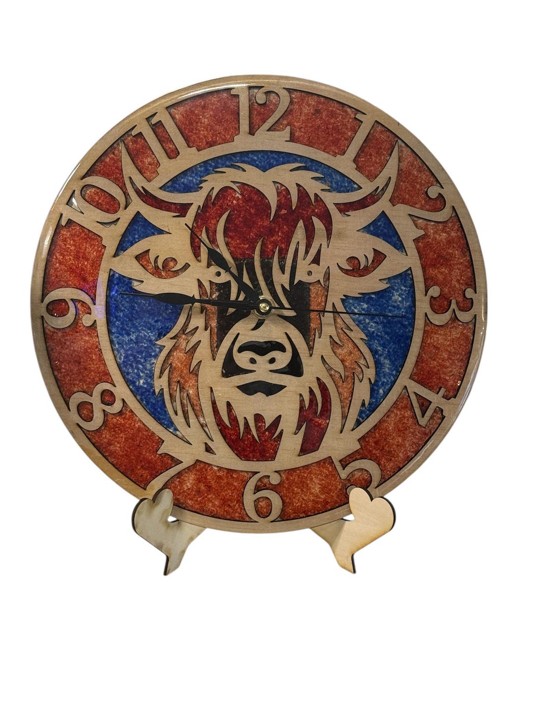 Handmade Highland Cow Clock – Laser Cut Wood & Resin, Scottish Decor - Etsy