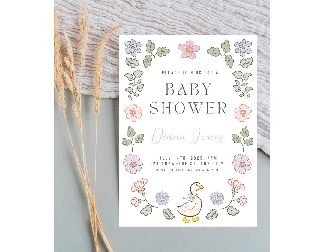 Silly Goose Baby Shower Invitation, Floral Geese Baby Shower Invite ...
