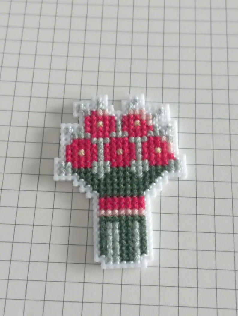 Mini Floral Bouquet Cross Stitch Keychain | Bag Charm | Custom Color - Etsy