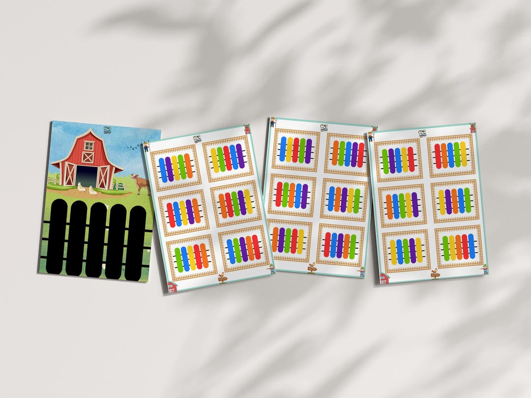 Popsicle Stick Farm Fence Game – Color Matching Activity for Kids ...