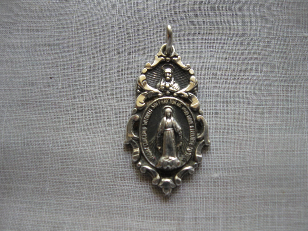 Vintage Creed Sterling Miraculous Medal of Virgin Mary 1830 Sodality of ...
