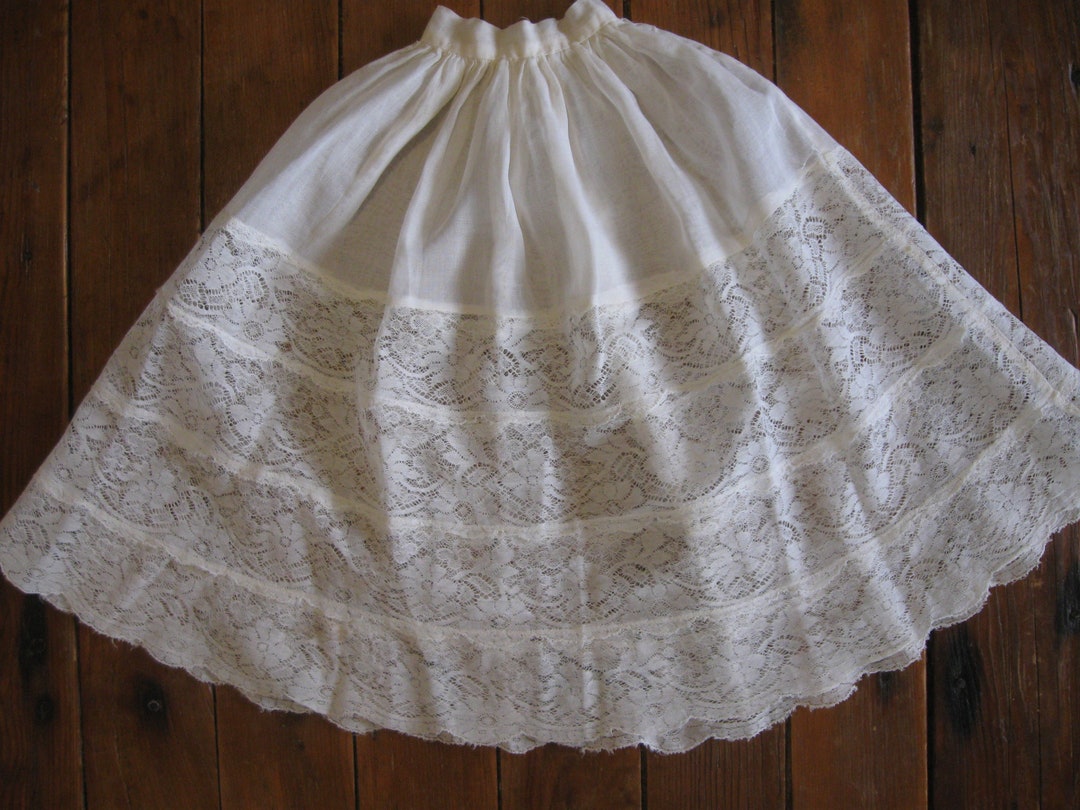 Vintage Lg Doll Lace & Organdy Petticoat Skirt Victorian Edwardian 10 ...