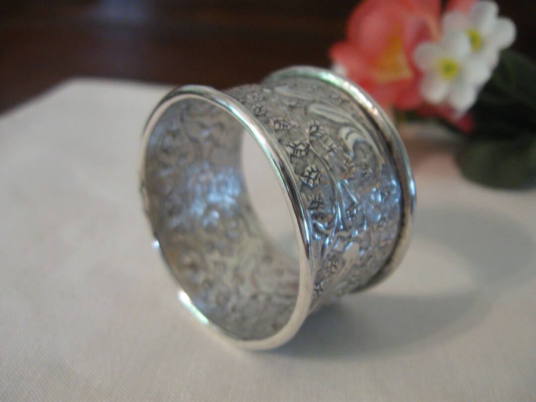 Sterling Silver Ornate Napkin Ring Marked Silver in Used Condition With ...