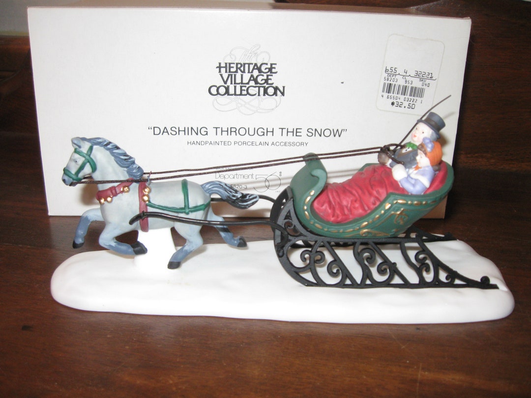 Dashing Through the Snow Dept 56 Figure of Horse and Sleigh Heritage ...