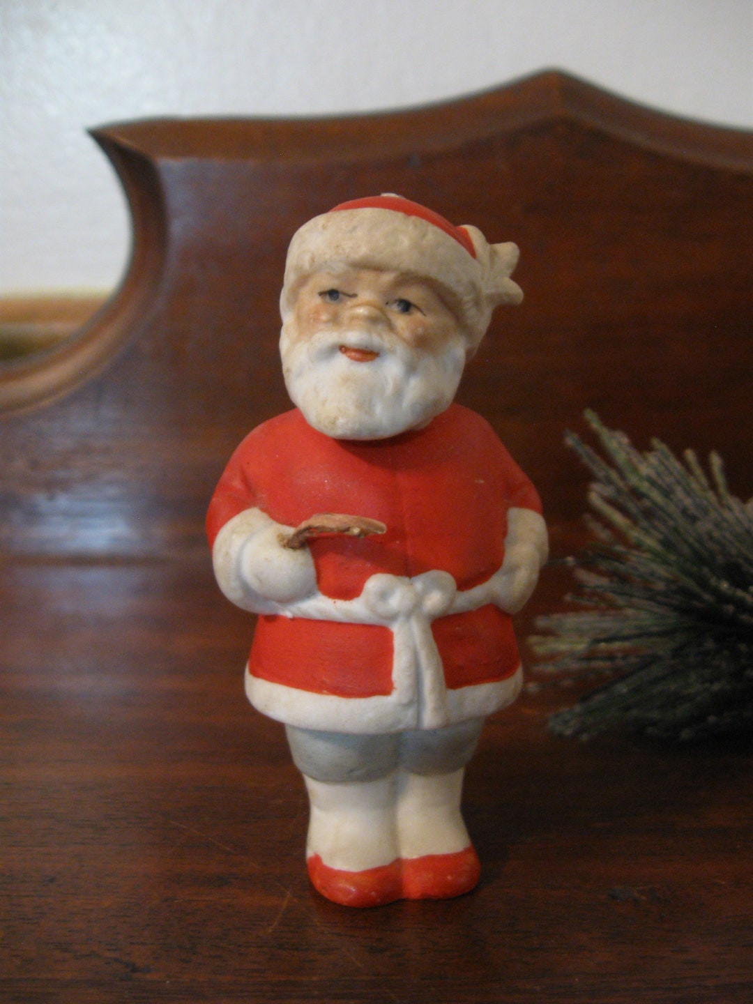 Vintage Hertwig Bisque Nodder Santa Figurine Germany 748 Excellent 3 1/ ...