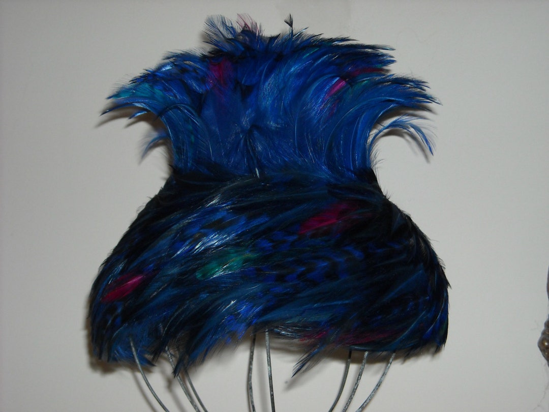 Stunning Royal Blue Feather Hat From Macy's Circa 50s/60s in Very Good ...