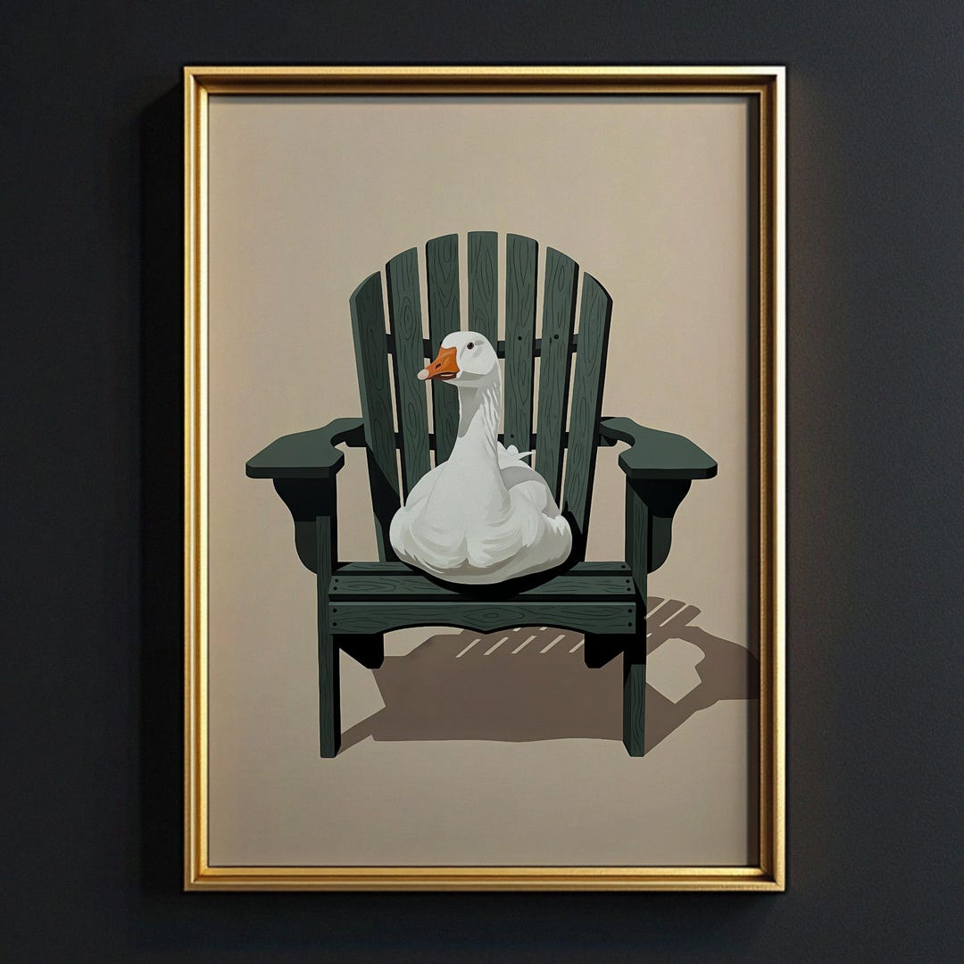 Goose on Adirondack Chair Art Print | Funny Printable Wall Art | Modern ...